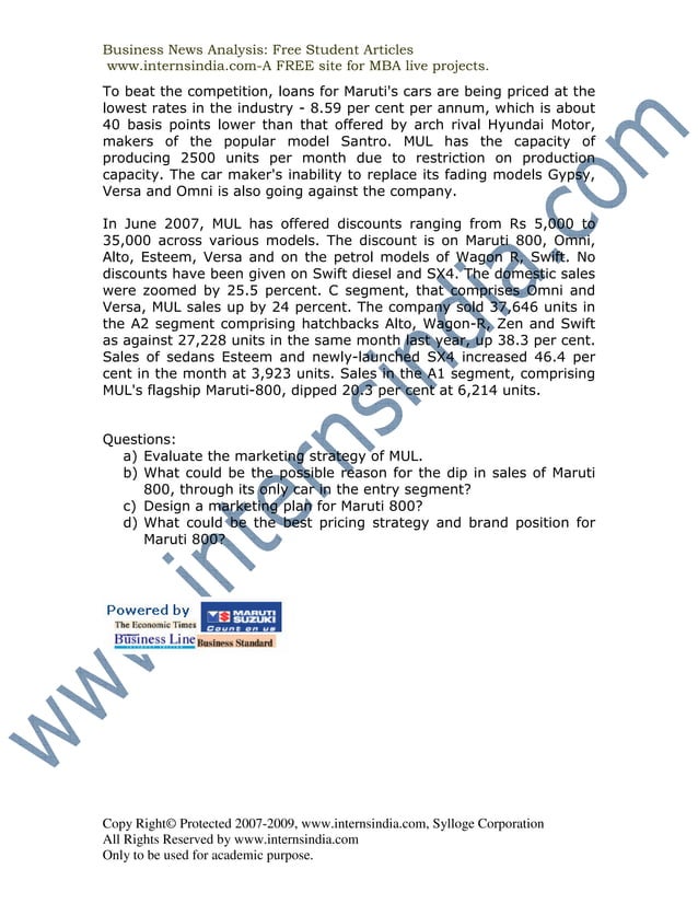 Maruti800 Case Study | PDF | Automotive Industry | Industries