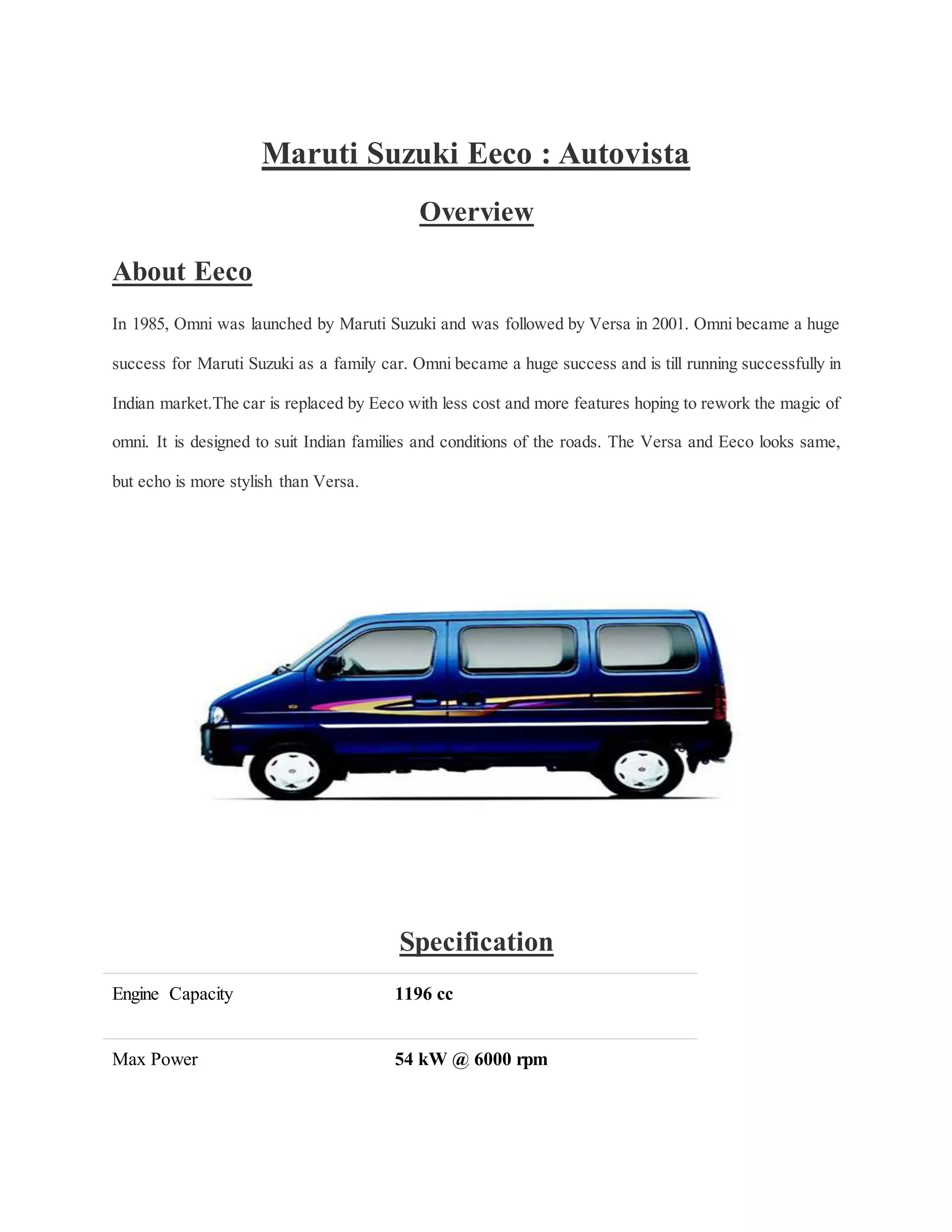 Maruti eeco autovista | PDF