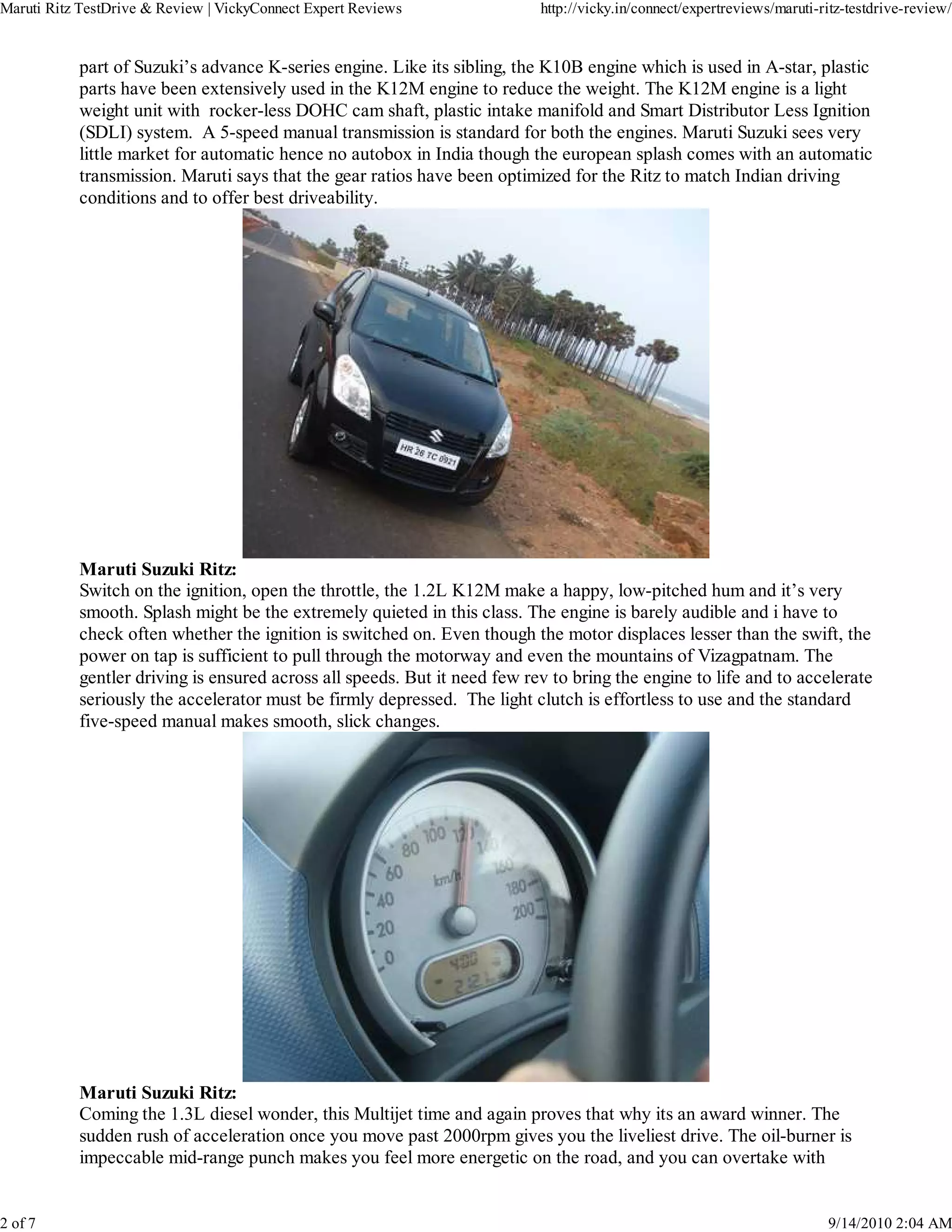 Maruti ritz price and review | PDF