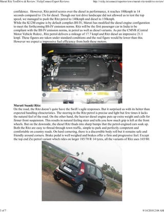 Maruti ritz price and review | PDF