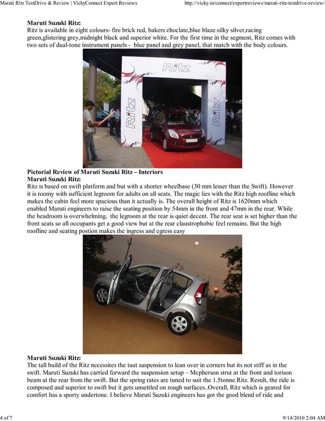 Maruti ritz price and review | PDF