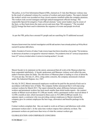 Maruti’s lanka—a sensational ir case in an industry | DOCX