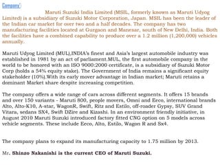 Maruti suzuki STRATEGIC MANAGEMENT | PPTX