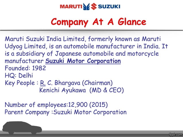 Maruti suzuki (PPT) power point presentation | PPTX | Automotive ...