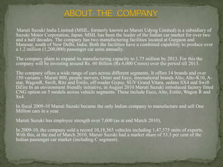 Maruti suzuki cars specifications | PPTX