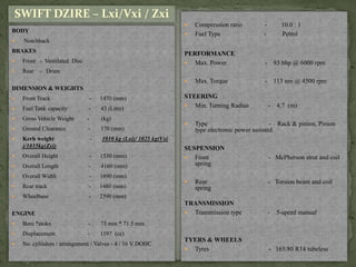 Maruti suzuki cars specifications | PPTX