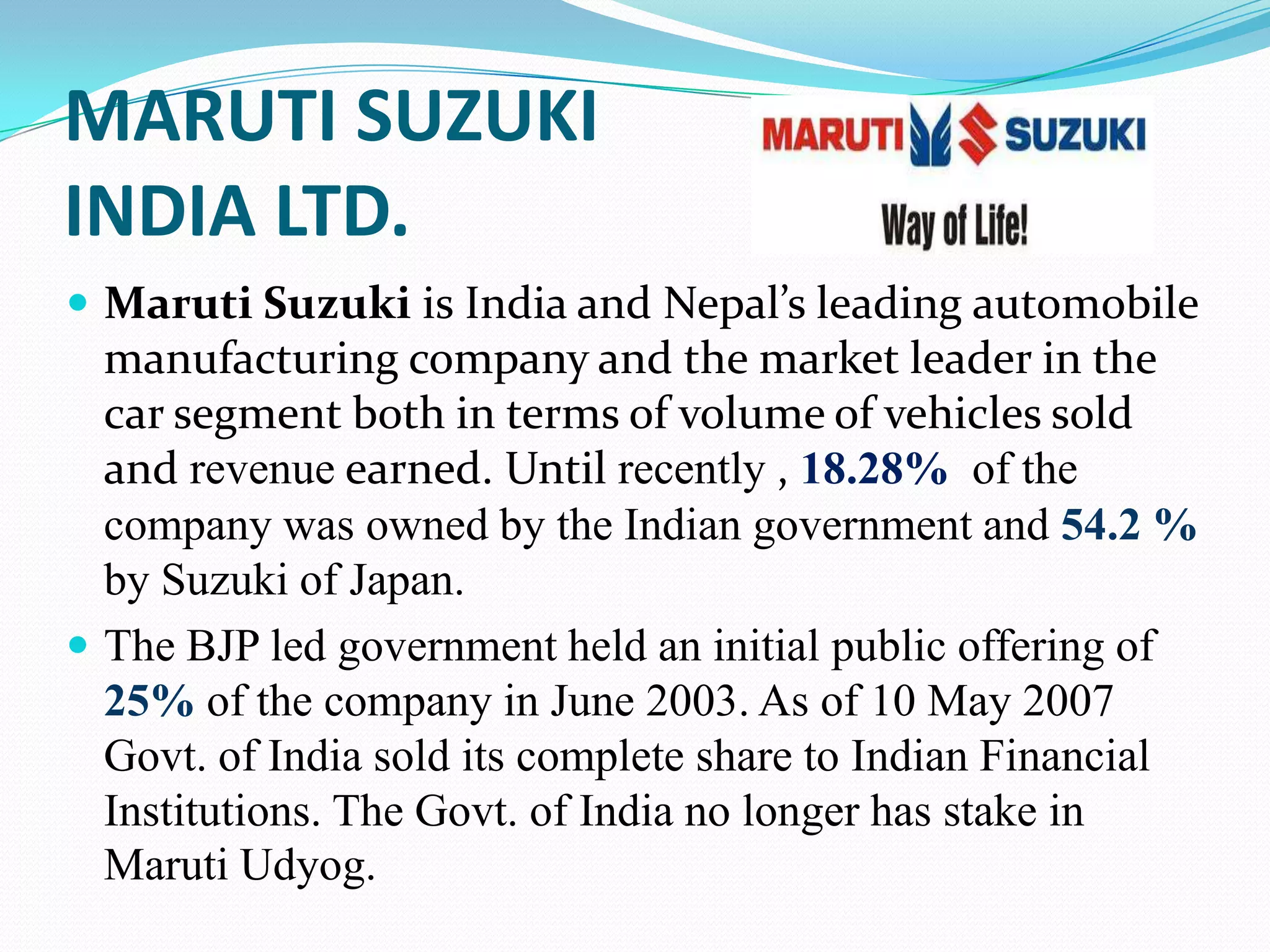 Maruti suzuki india ltd | PPTX