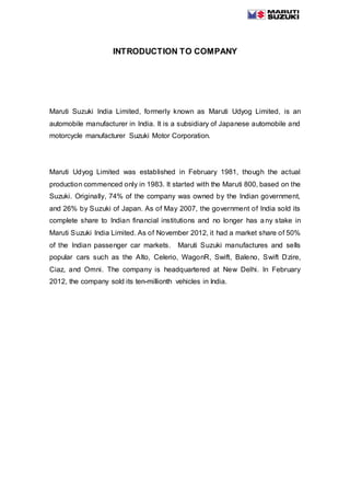 Maruti Suzuki India Pvt. Limited final | DOCX