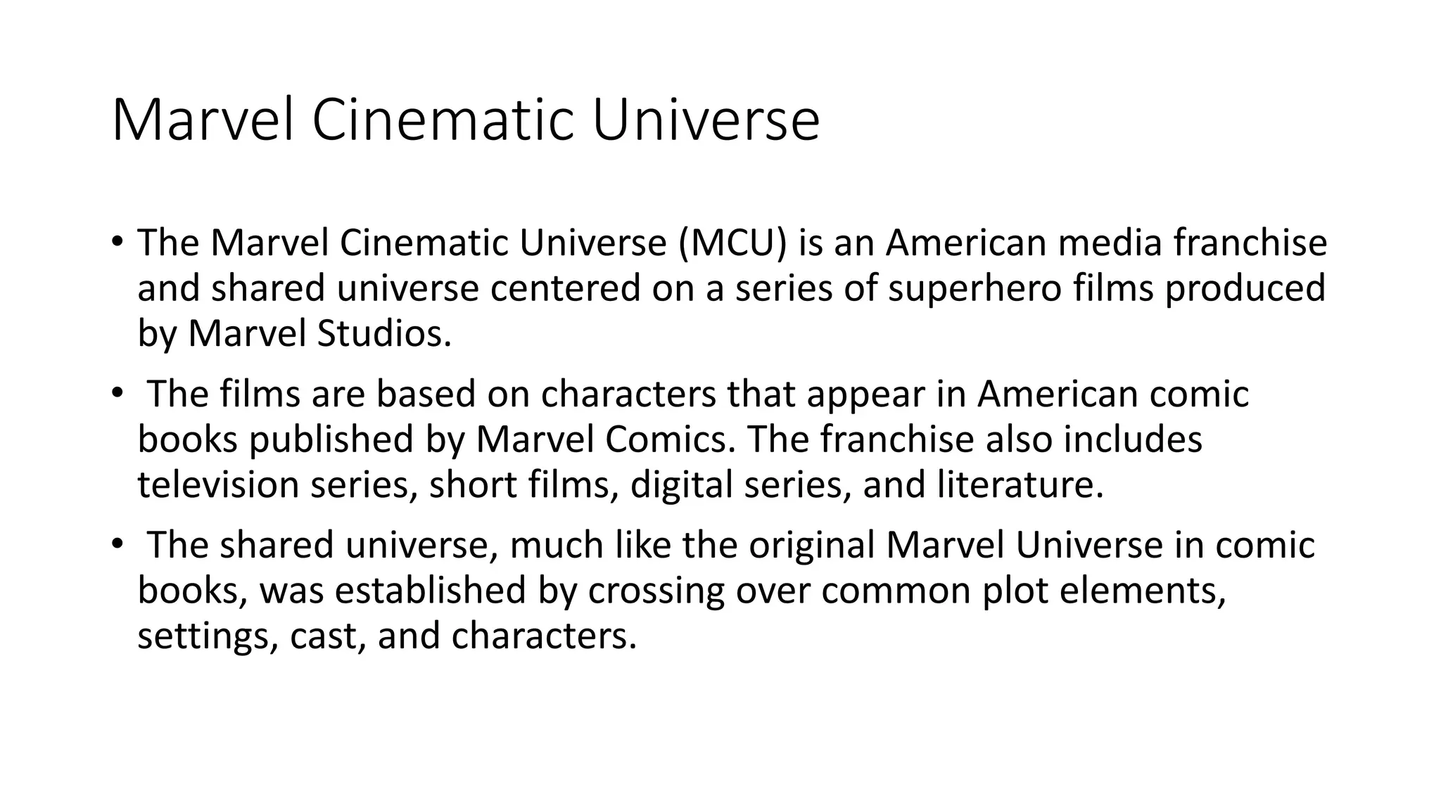 Marvel Cinematic Universe phase one four | PPTX