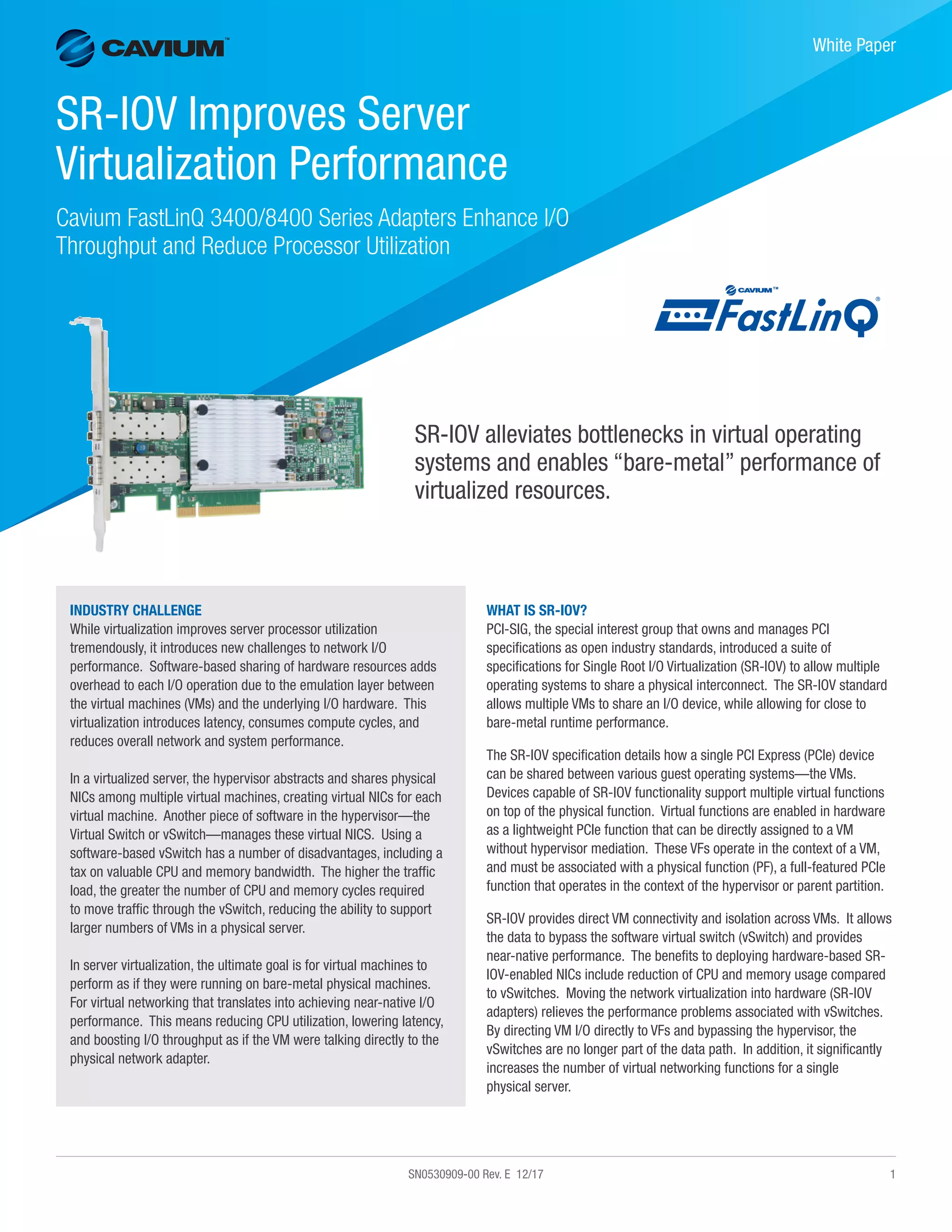 Marvell SR-IOV Improves Server Virtualization Performance | PDF