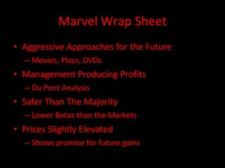 Marvel Financial Presentation | PPT | Business Accounting & Finance ...