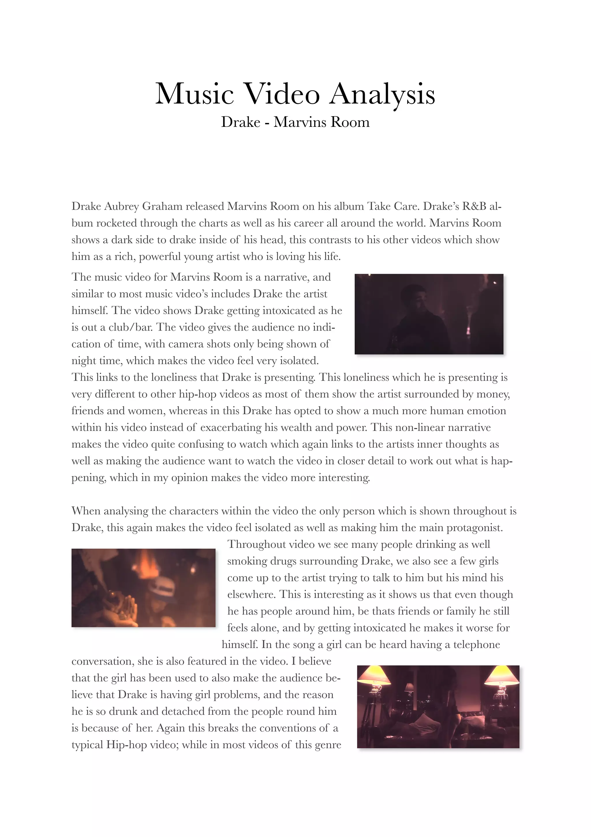 Drake - Marvins Room Analysis | PDF