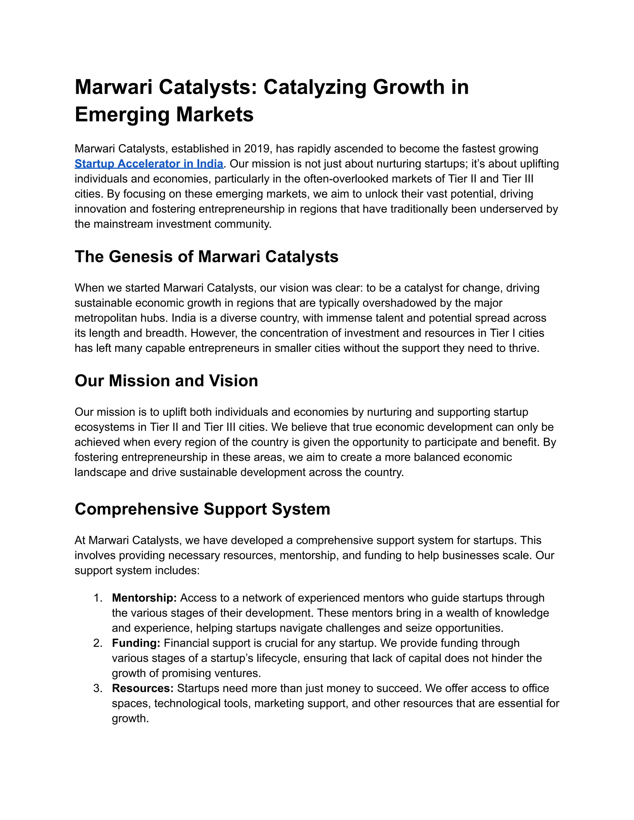 Marwari Catalysts: Startup Accelerator in India | PDF