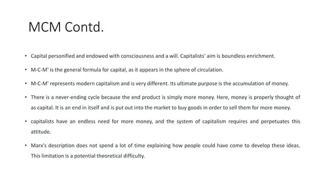 Marxian Model of CMC and MCM.pptx | Commodities | Economy