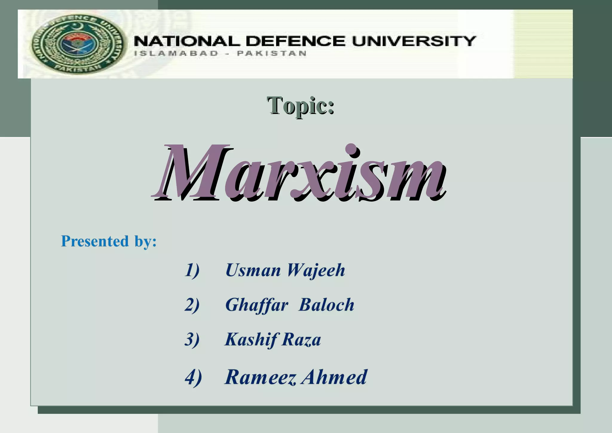 Marxism by Rameez Ahmed | PPT