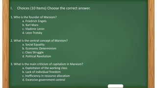 Grade 11 reporting... Marxism, negative and positive effect | PPTX