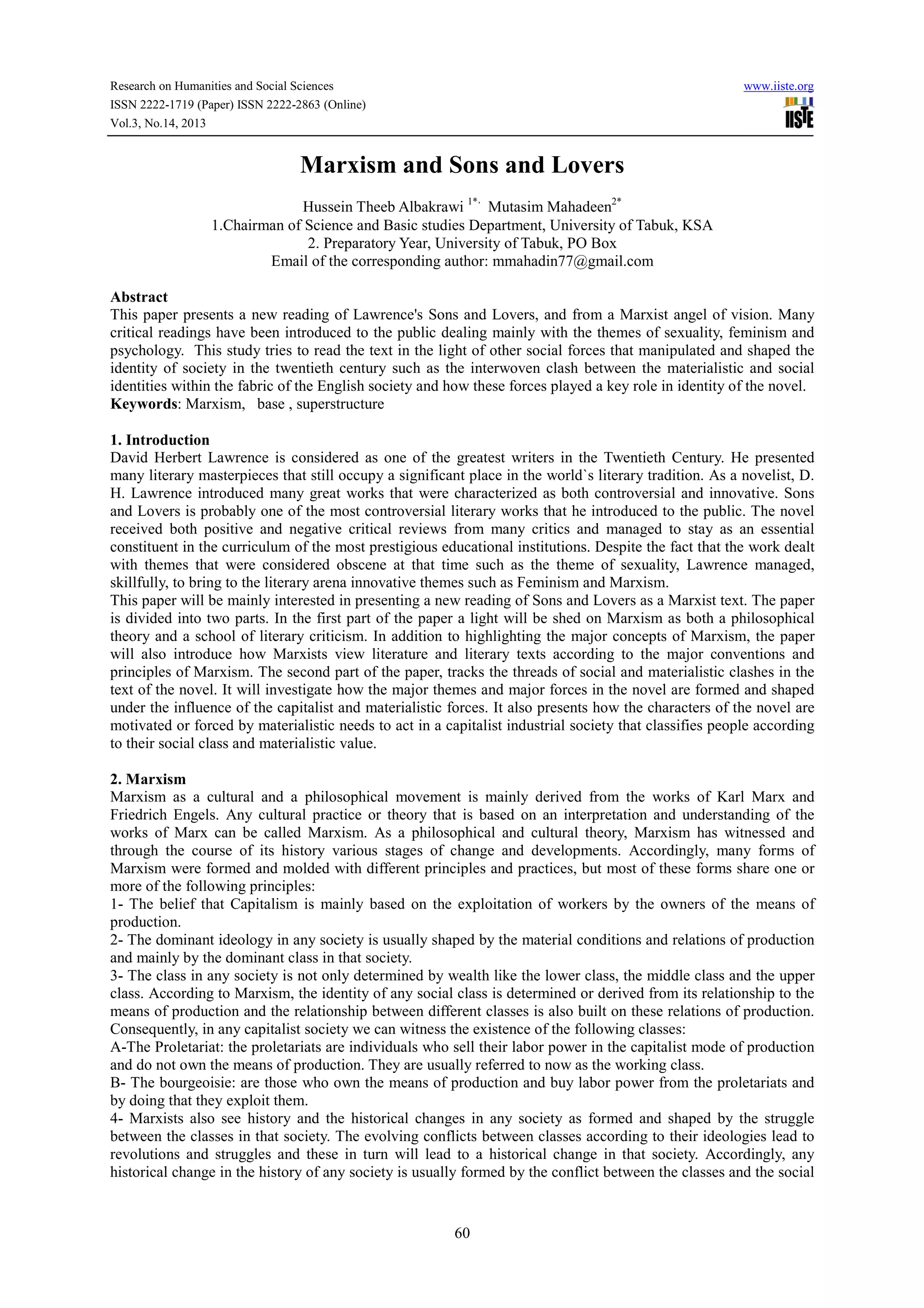 Marxism and sons and lovers | PDF | Fiction | Books and Literature