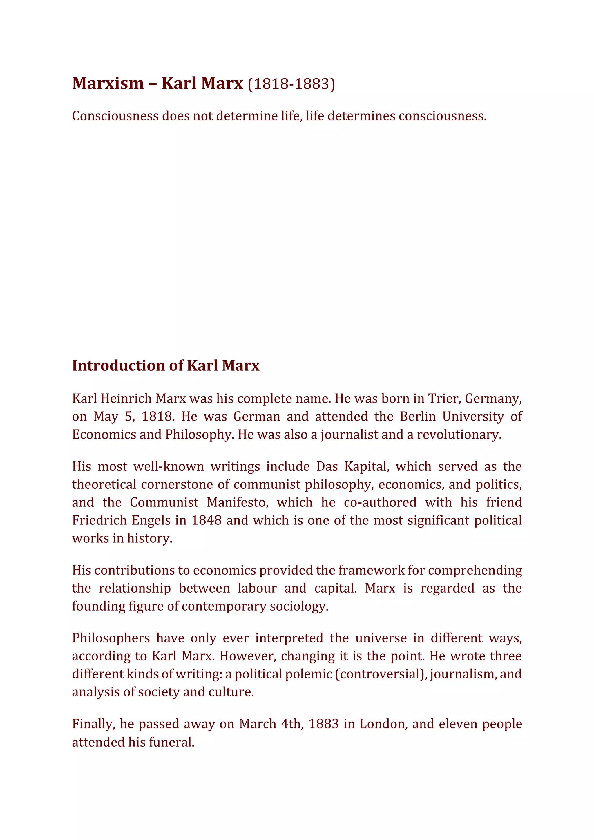 Marxism by Karl Marx | PDF