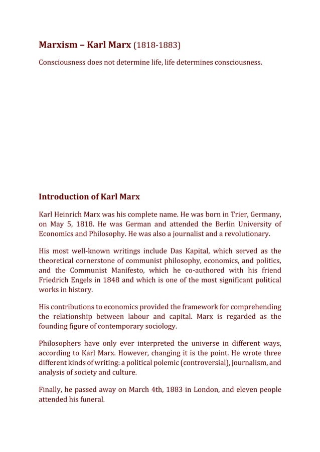 Marxism by Karl Marx | PDF