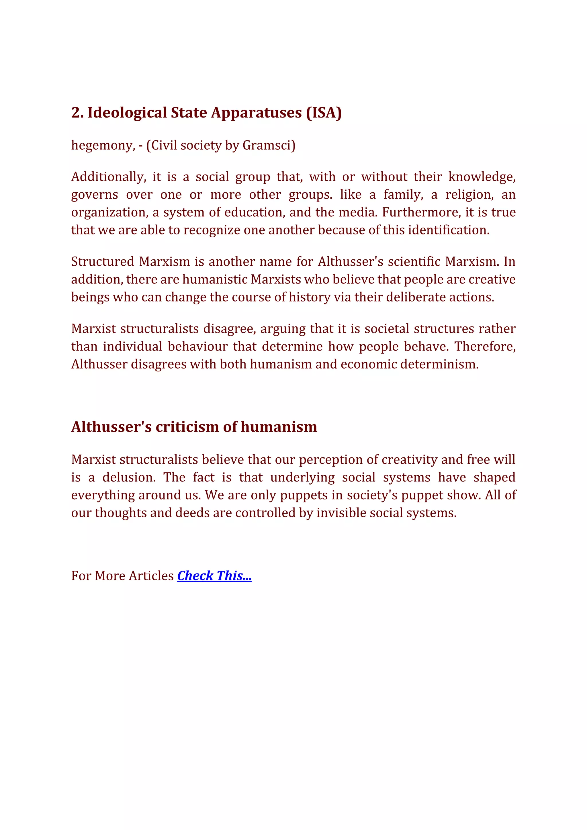 Marxism by Louis Althusser | PDF