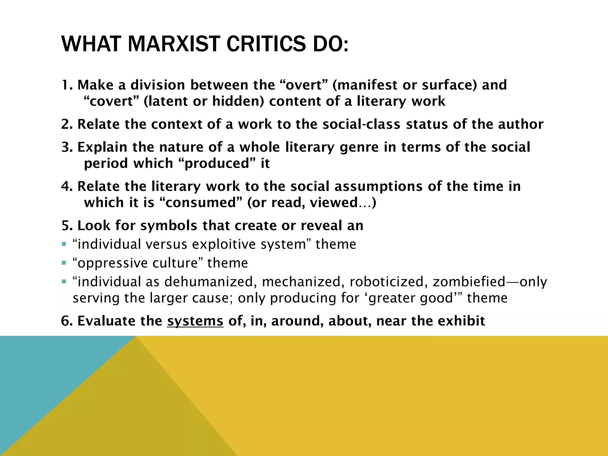 Marxist and feminist lenses 2014 | PPTX