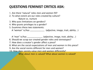 Marxist and feminist lenses 2014 | PPTX