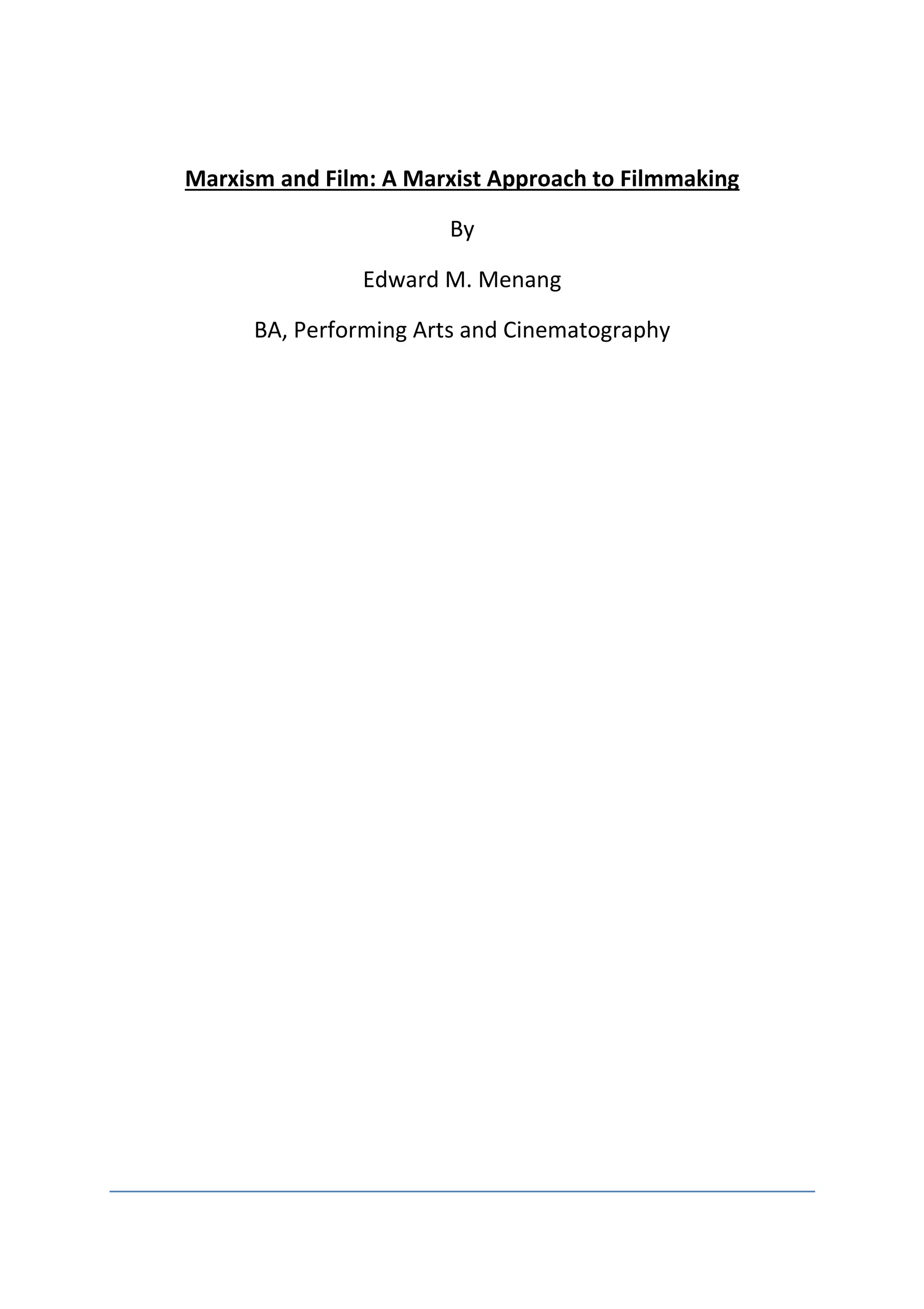 Marxist approach to film | PDF