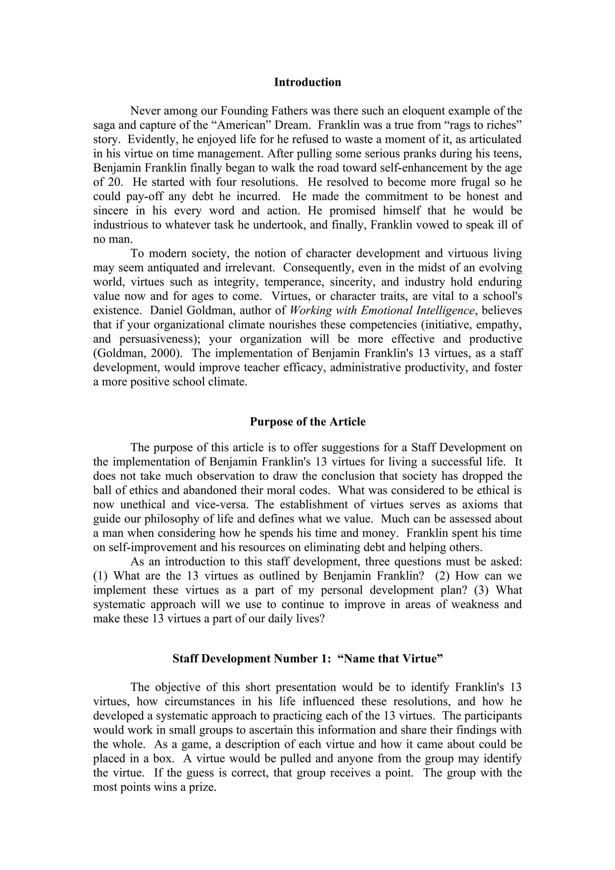 Mary ann springs 13 virtues | DOC