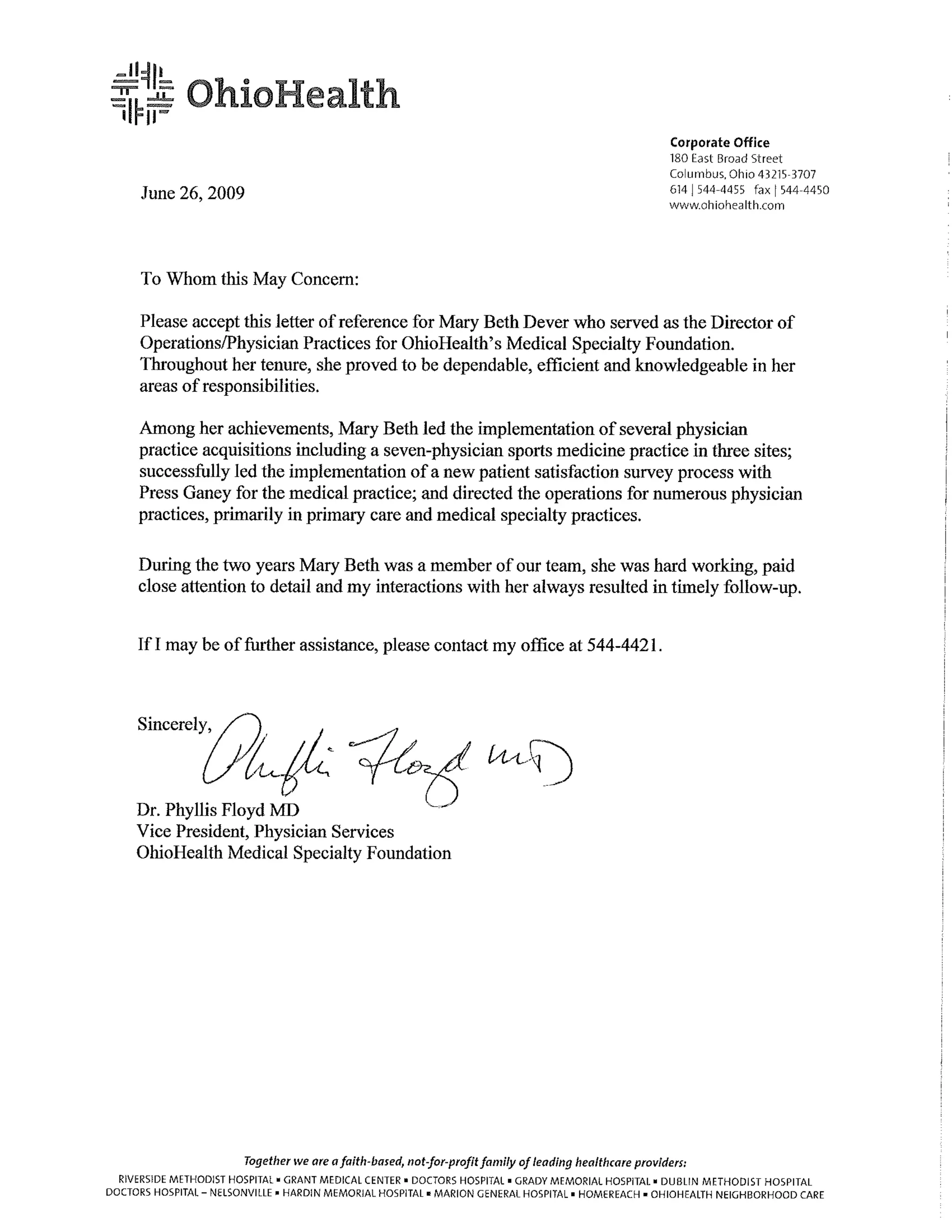 Mary Beth Dever Reference Letters | PDF