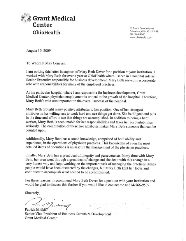 Mary Beth Dever Reference Letters | PDF