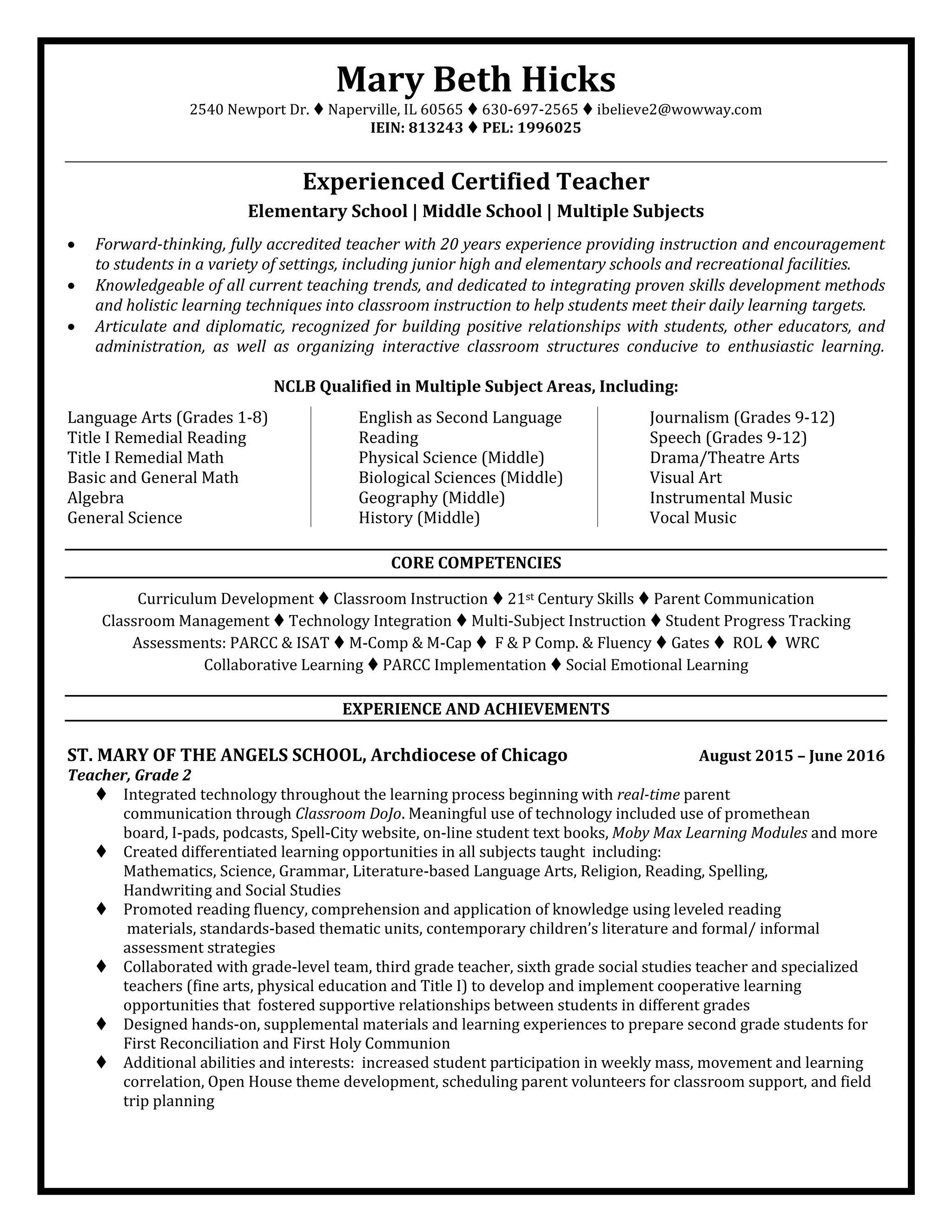 MaryBeth Hicks 2016 Resume | PDF