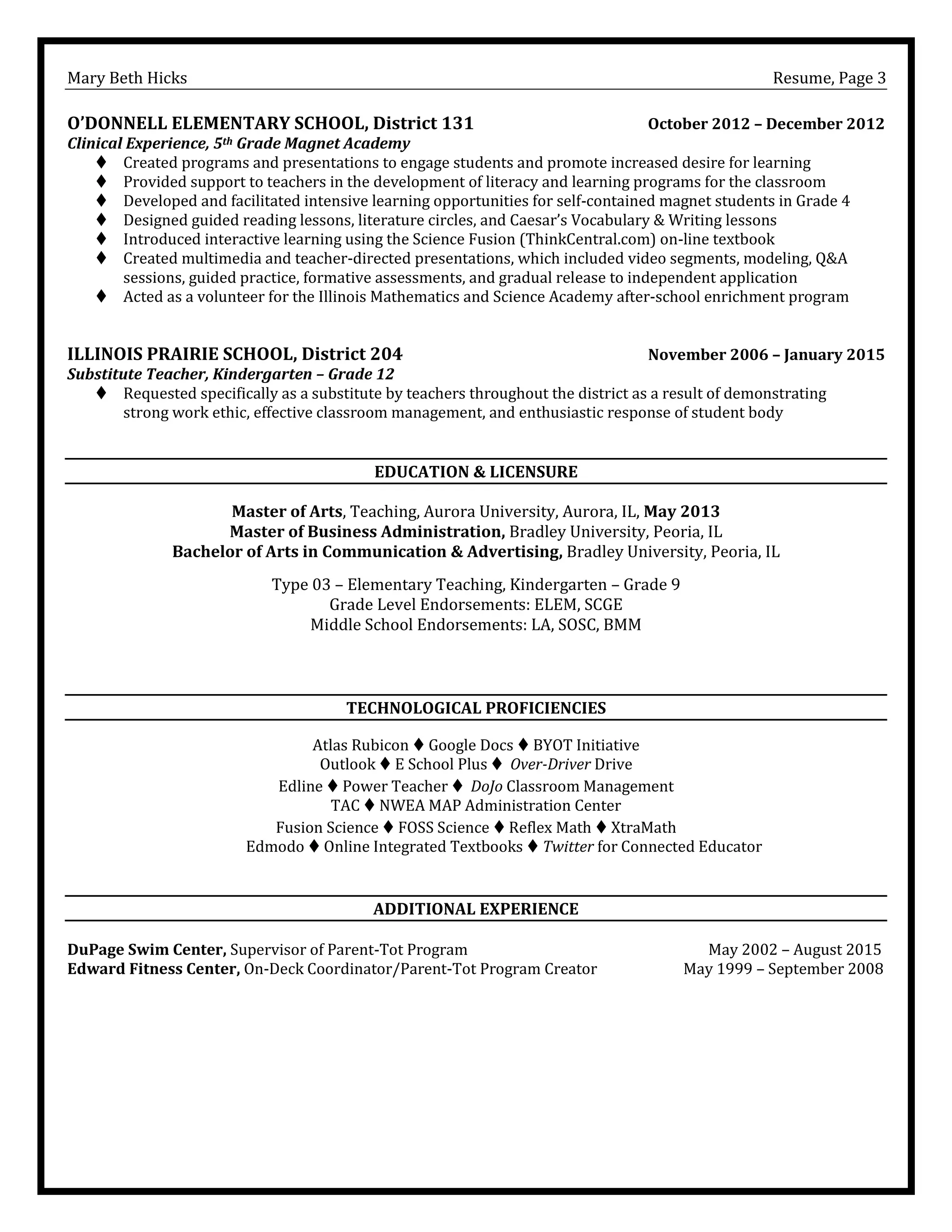 MaryBeth Hicks 2016 Resume | PDF
