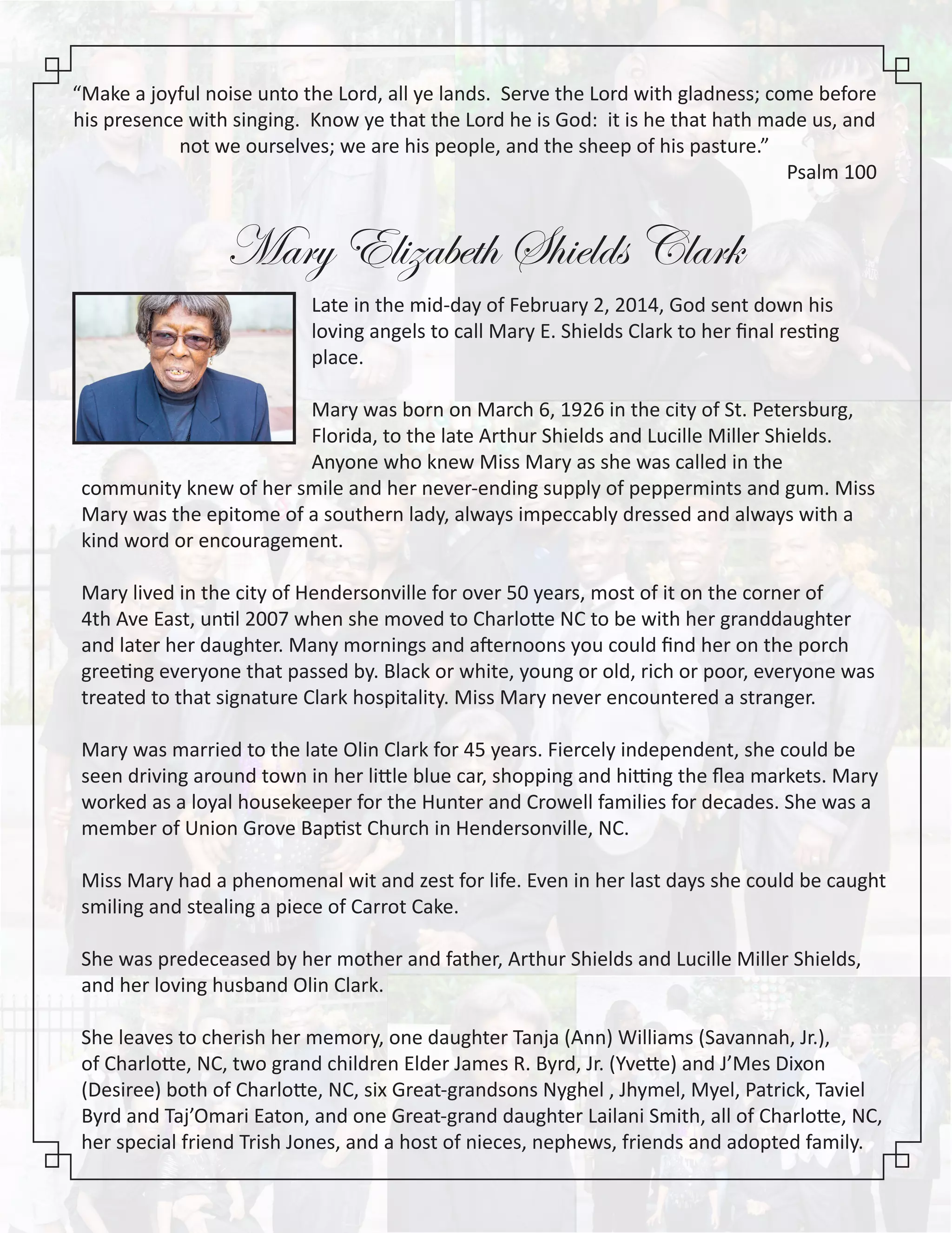 Funeral Program for Mary Elizabeth Shields Clark | PDF