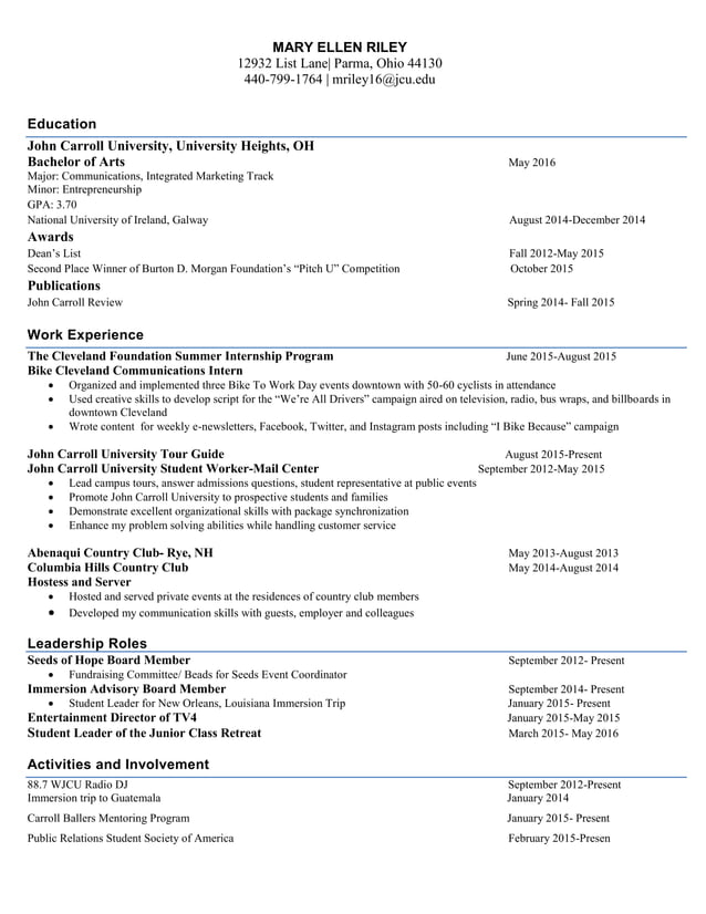 Mary Ellen Riley Resume | PDF