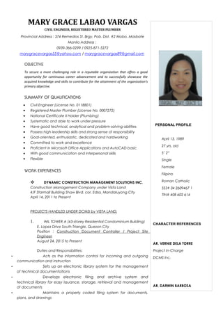 Mary grace vargas resume | DOC