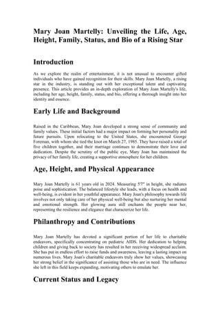 Mary Joan Martelly Life, Age, Height, Family, Status, Bio 2024 | DOCX