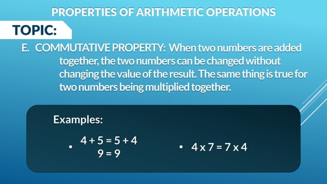PROPERTIES OF ARITHMETIC OPERATIONS | PDF | Homework and Study | Education
