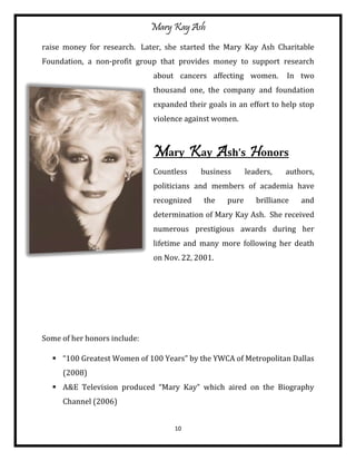 Mary Kay Ash(an Entrepreneur) | DOCX | Skin Care | Beauty