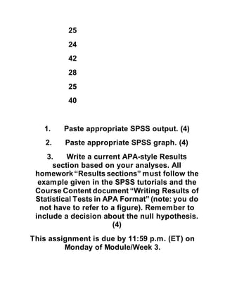 Maryland psyc 355 week 3 spss homework 3 new | PDF