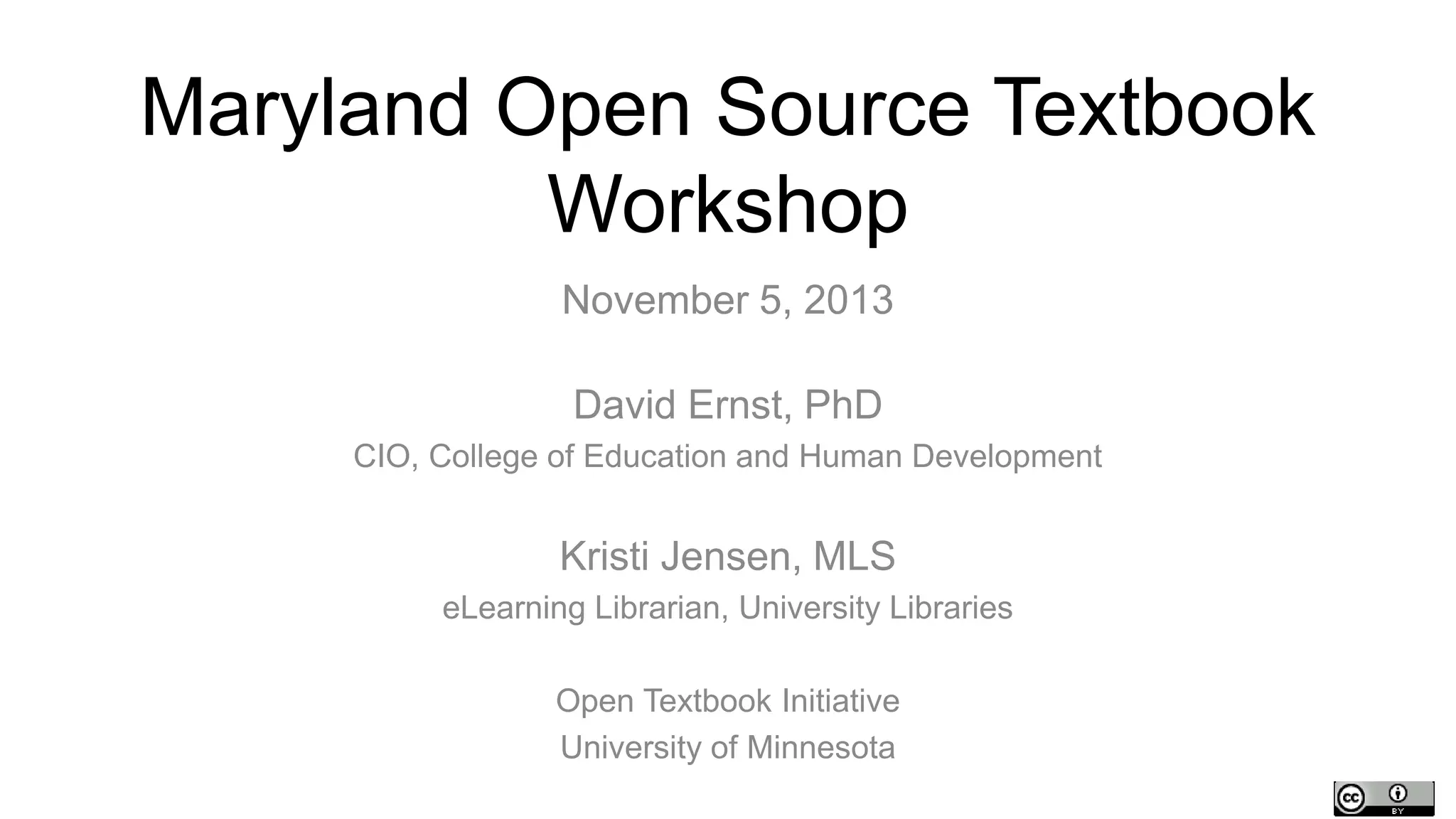 Maryland Open Source Textbook presentation | PPT