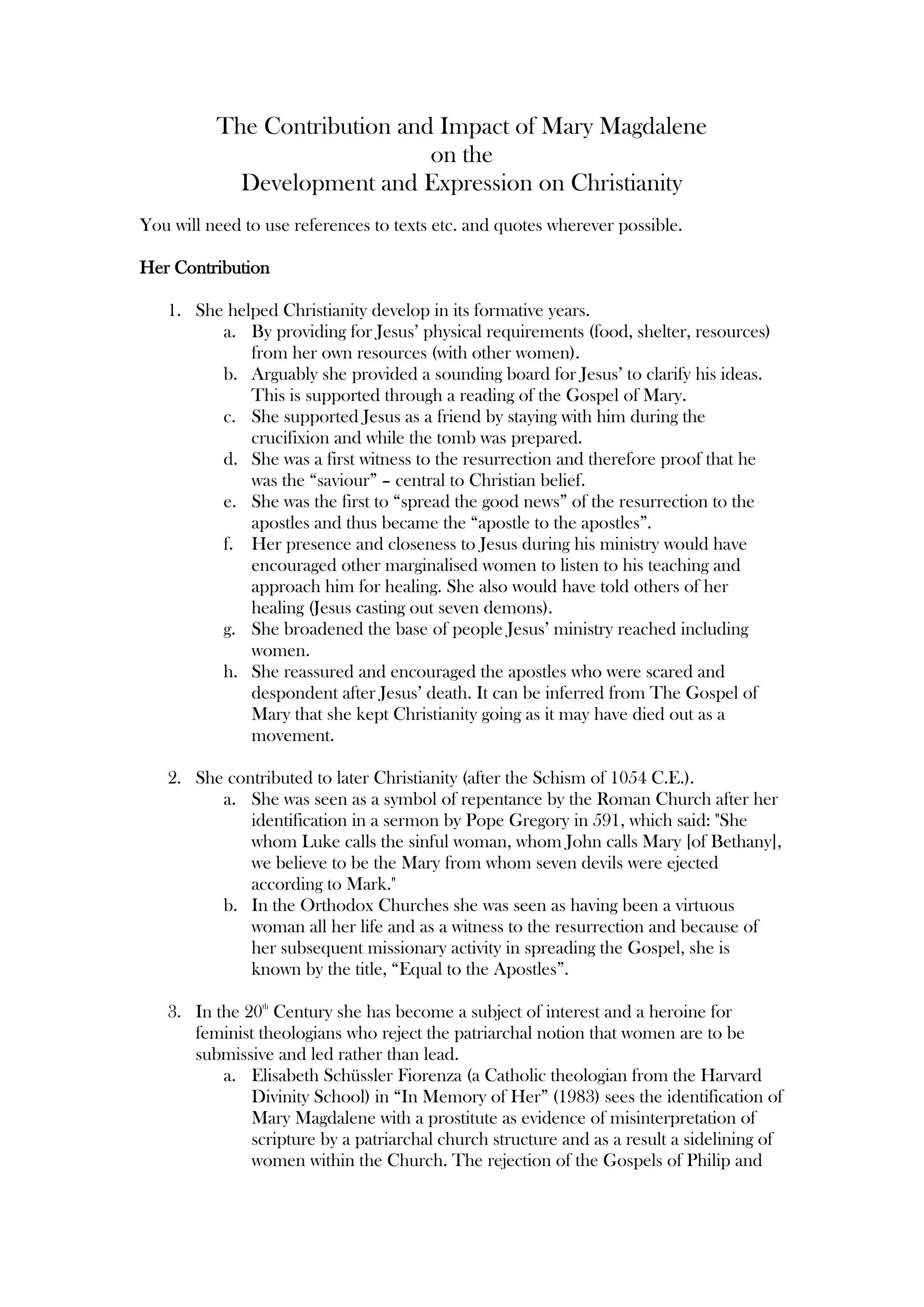 Mary Magdalene - Contribution and Impact | PDF