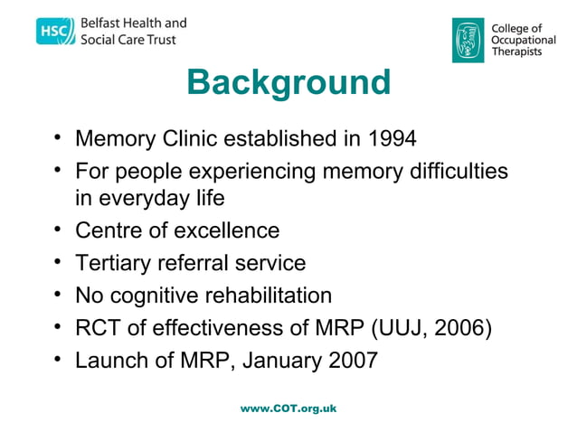 The Home-Based Memory Rehabilitation Programme | PPT | Brain and ...