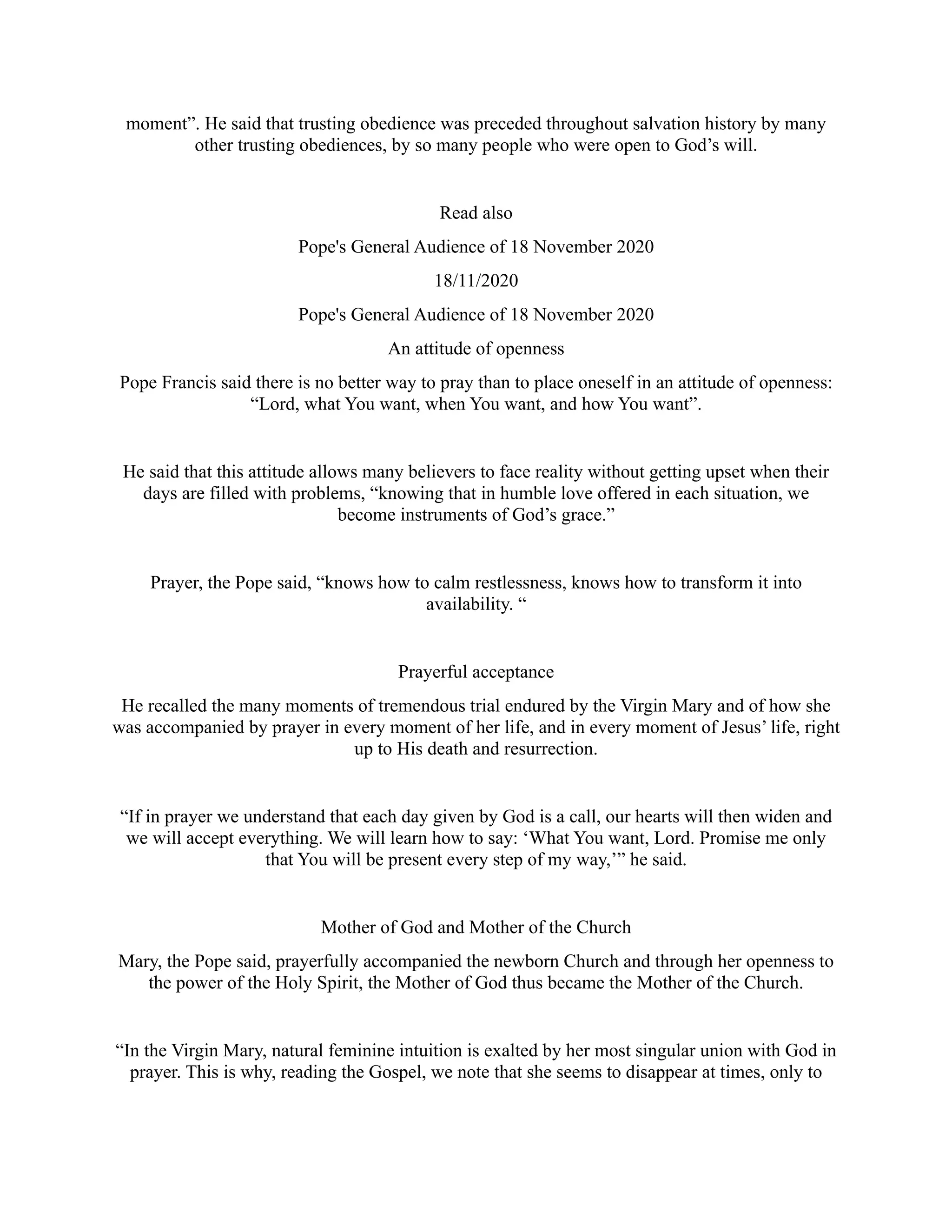 MARY MODEL OF PRAYER outlinepresentation | DOCX