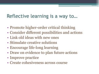 Mary ryan plenary presentation teaching & assessing reflective learning ...