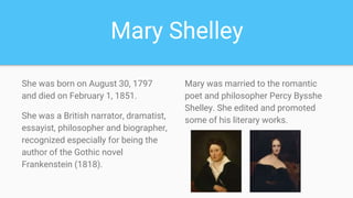 Mary shelley and other female writers. | PPTX | Poetry | Books and ...