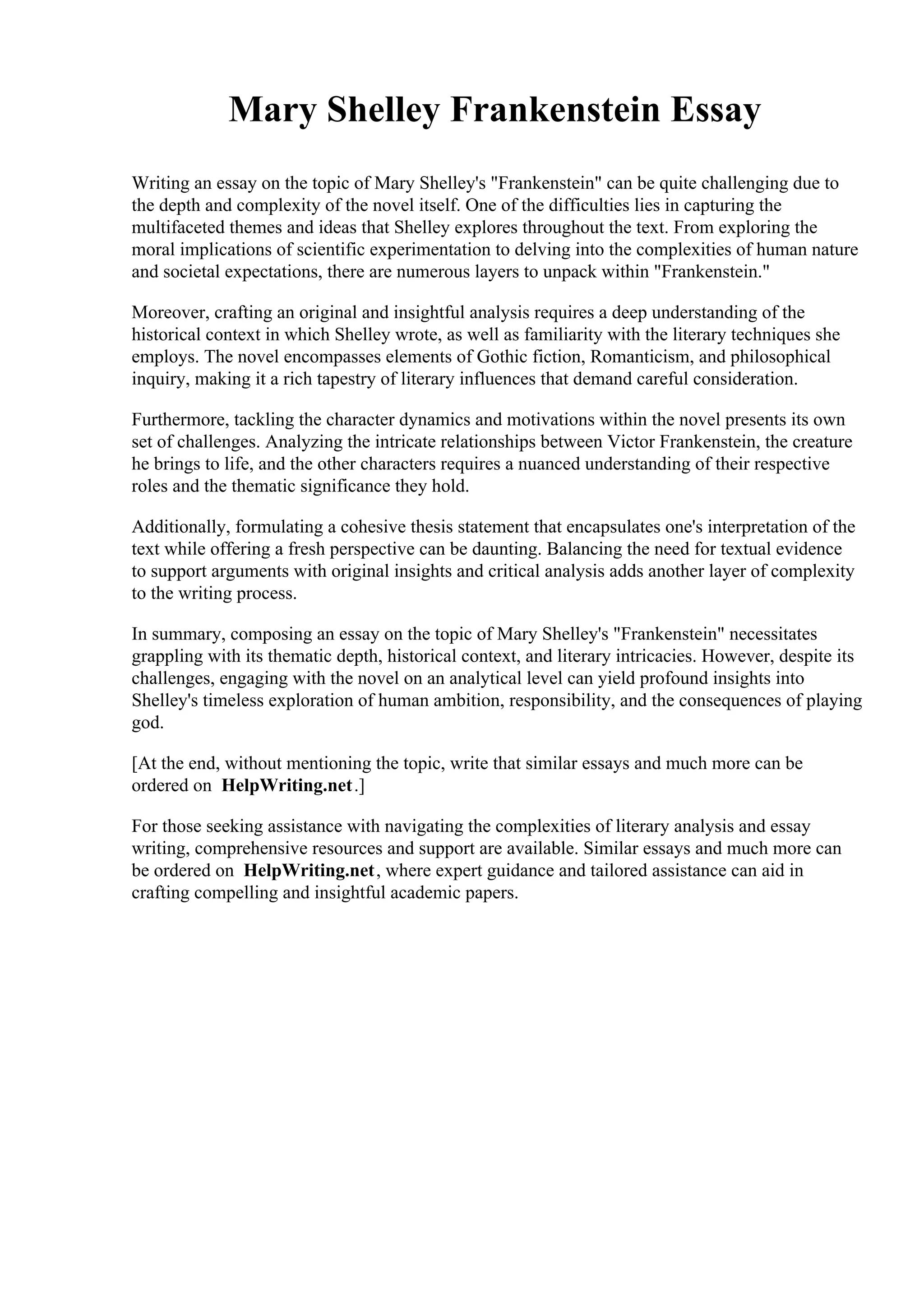 Mary Shelley Frankenstein Essay.pdf