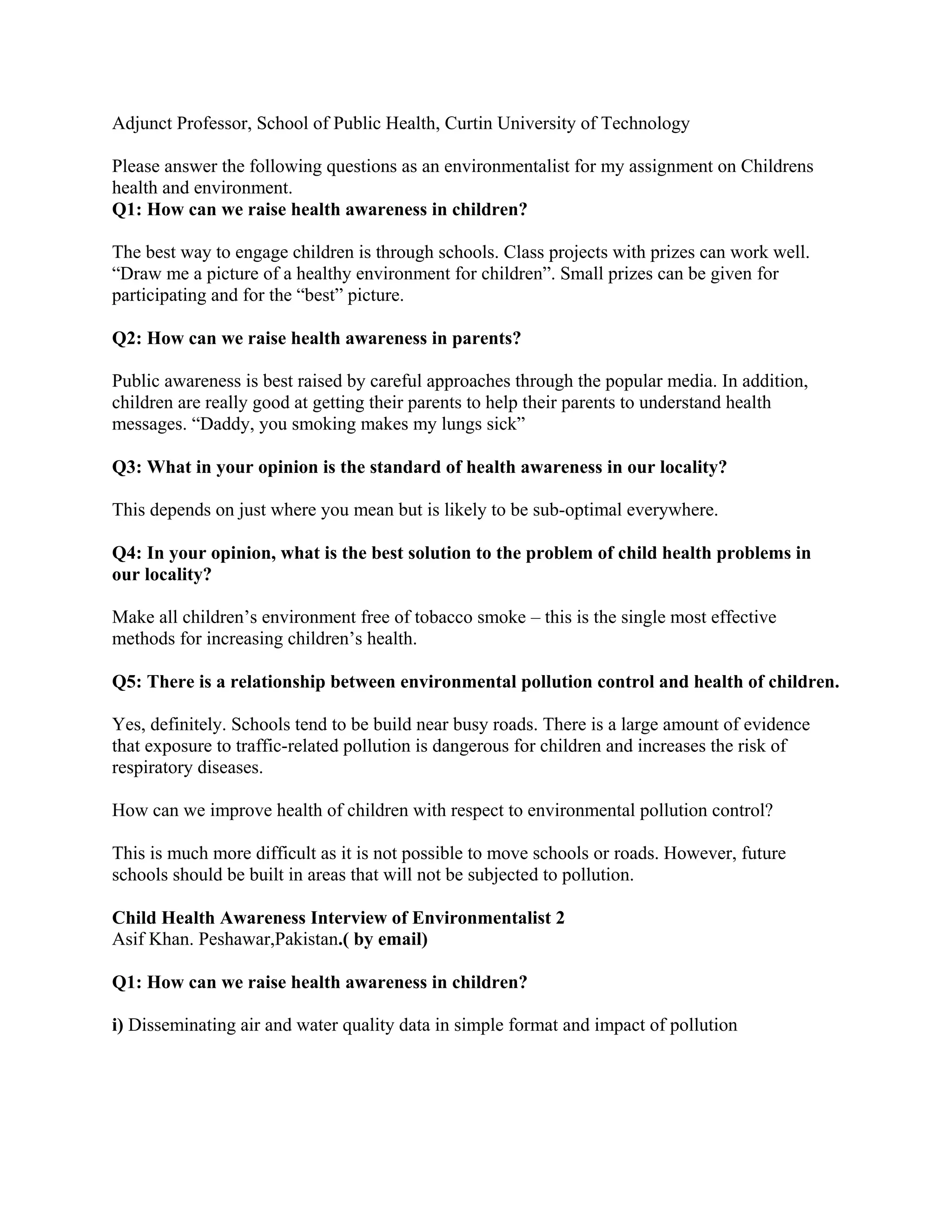 Maryum Samar's child health awareness interviews | PDF | Indoor ...