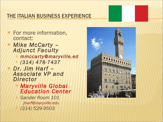The Italian Business Experience | PPT