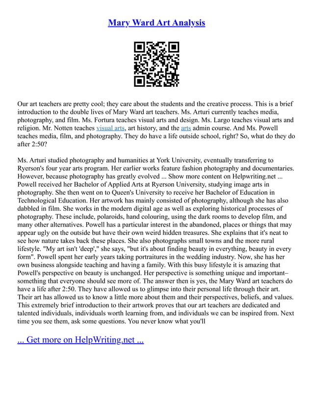 Mary Ward Art Analysis | PDF