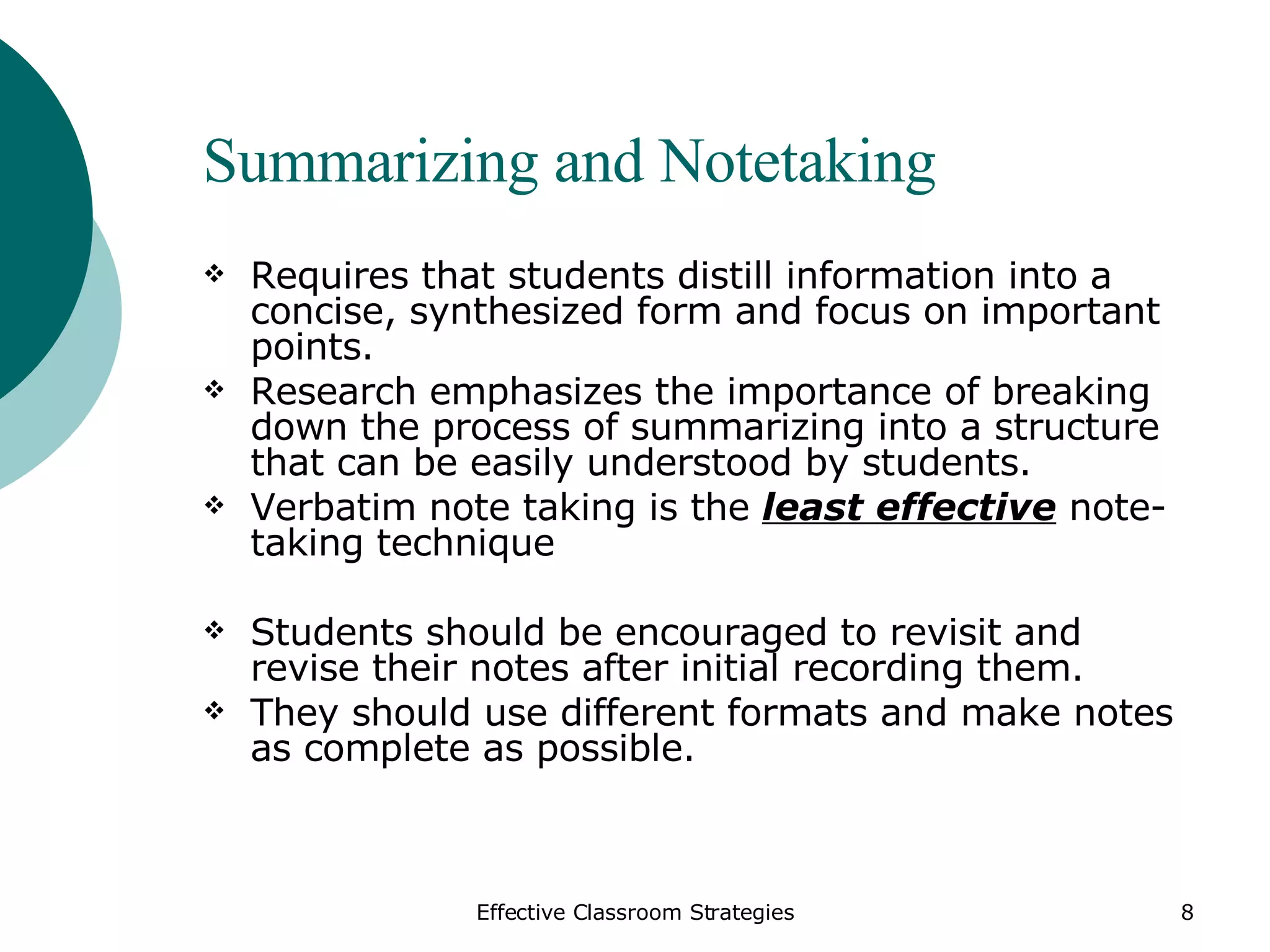 Marzano Summarizing and Note Taking | PPT